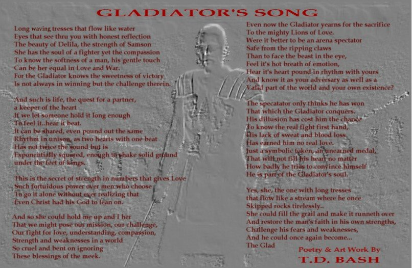 Acrostic Poem For Gladiator at Gerald Fernandez blog
